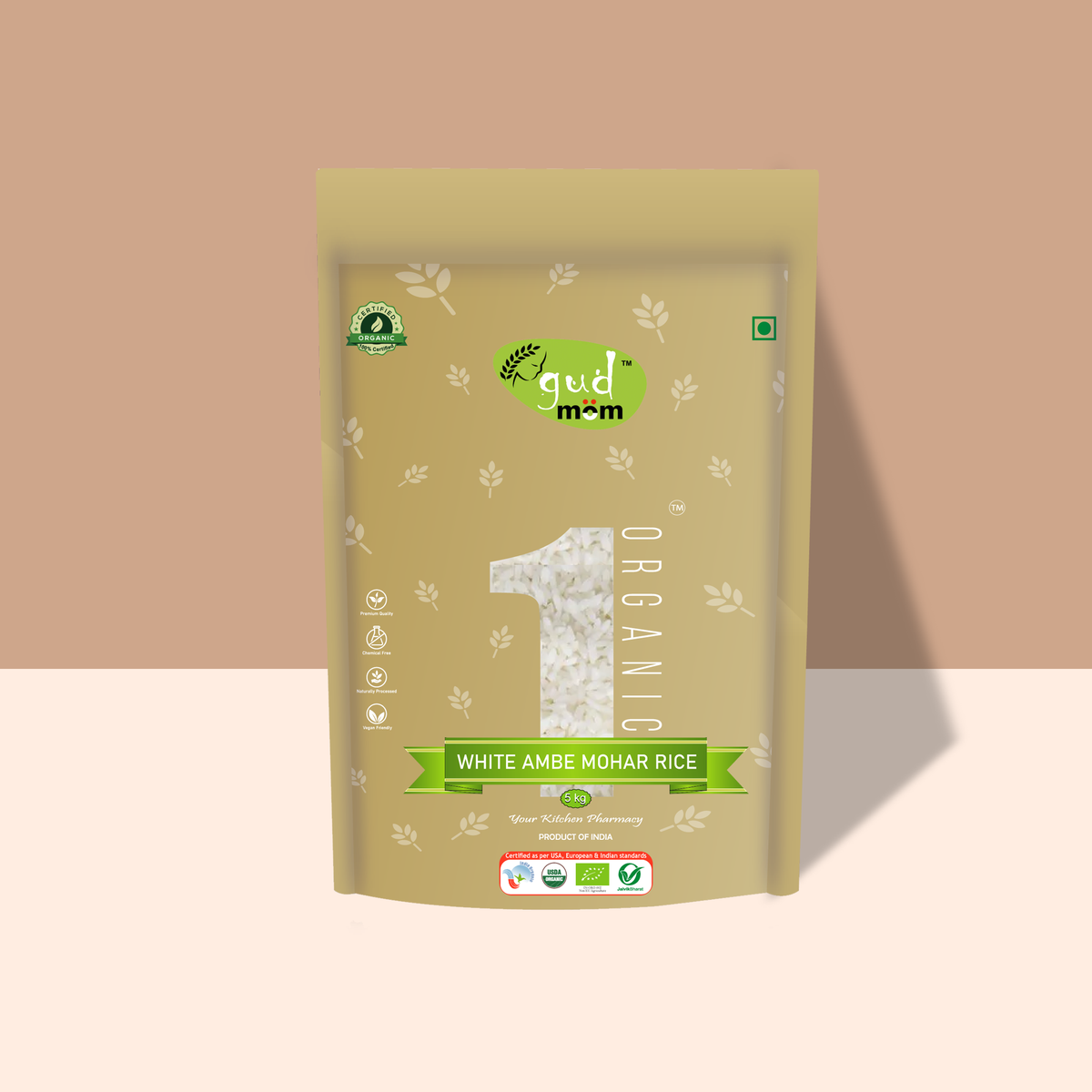 Organic White Ambe Mohar Rice 5 Kg – Gudmom